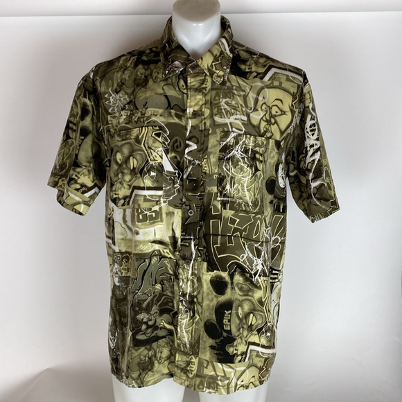 JNCO | Shirts | Vintage Jnco Jeans Shirt Mens Medium Button Up Graphic ...